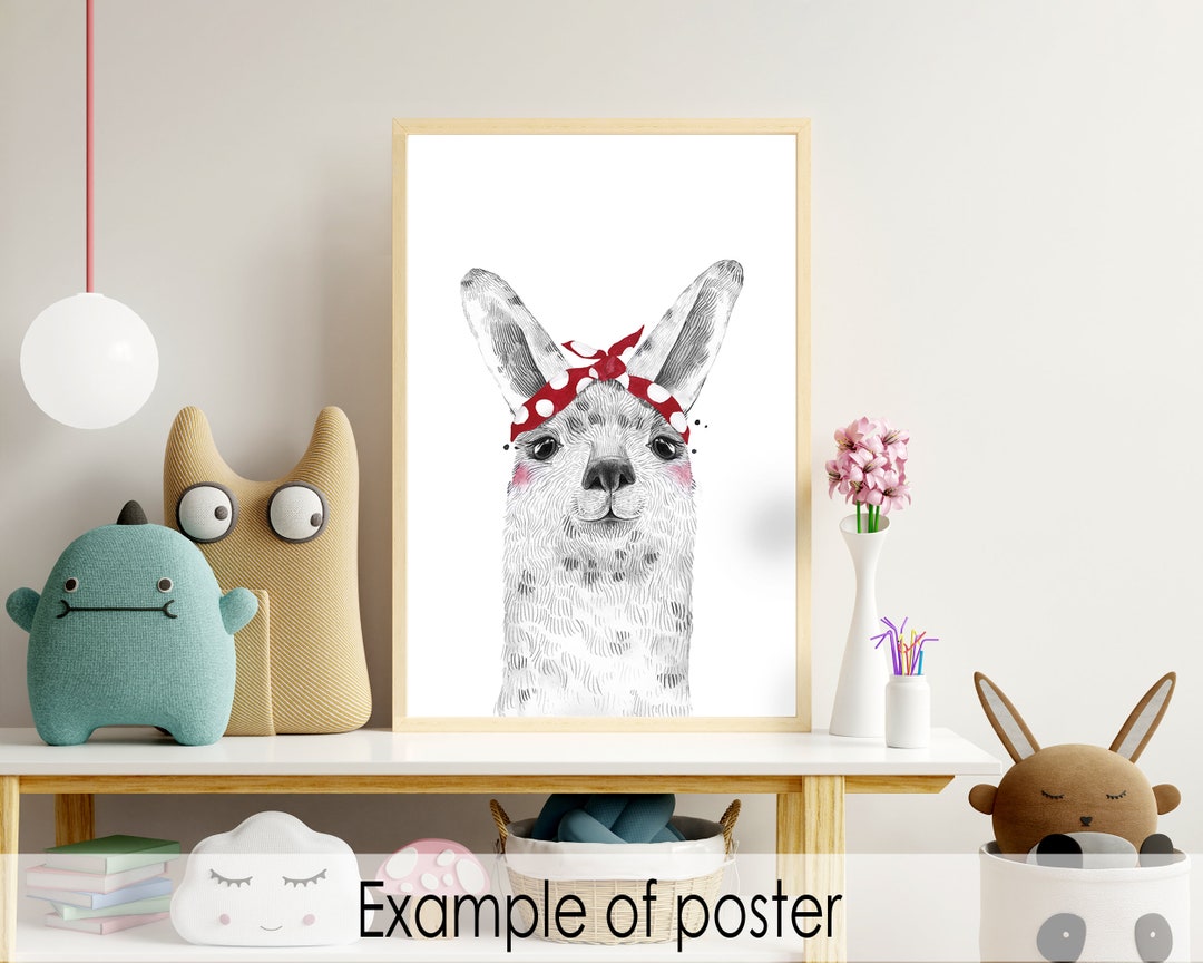 Alpaca Wall Art, Alpaca Painting Poster, Alpaca Print on Canvas, Cute ...