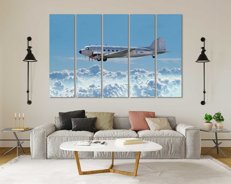 Canvas Set of Airplane, Aircraft Cool Canvas Art, Plane in Clouds Art ...