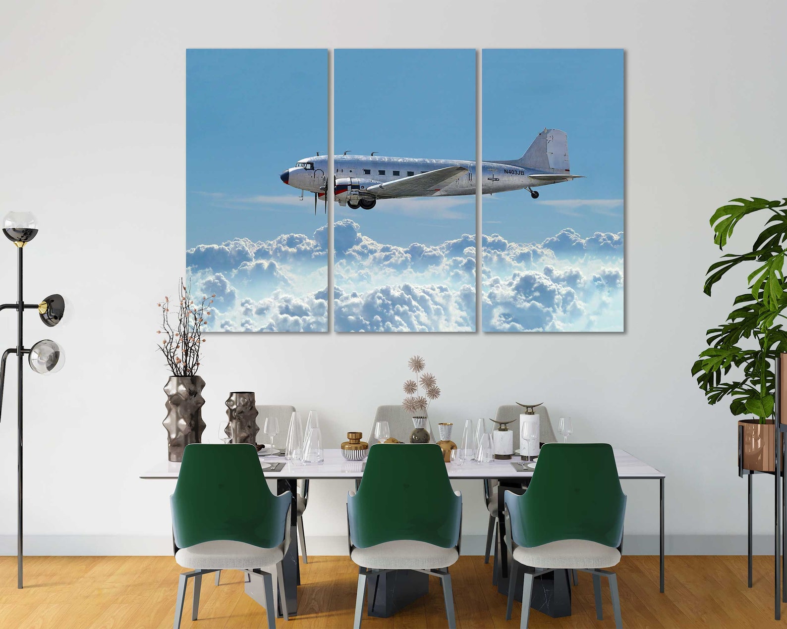 Canvas Set of Airplane, Aircraft Cool Canvas Art, Plane in Clouds Art ...