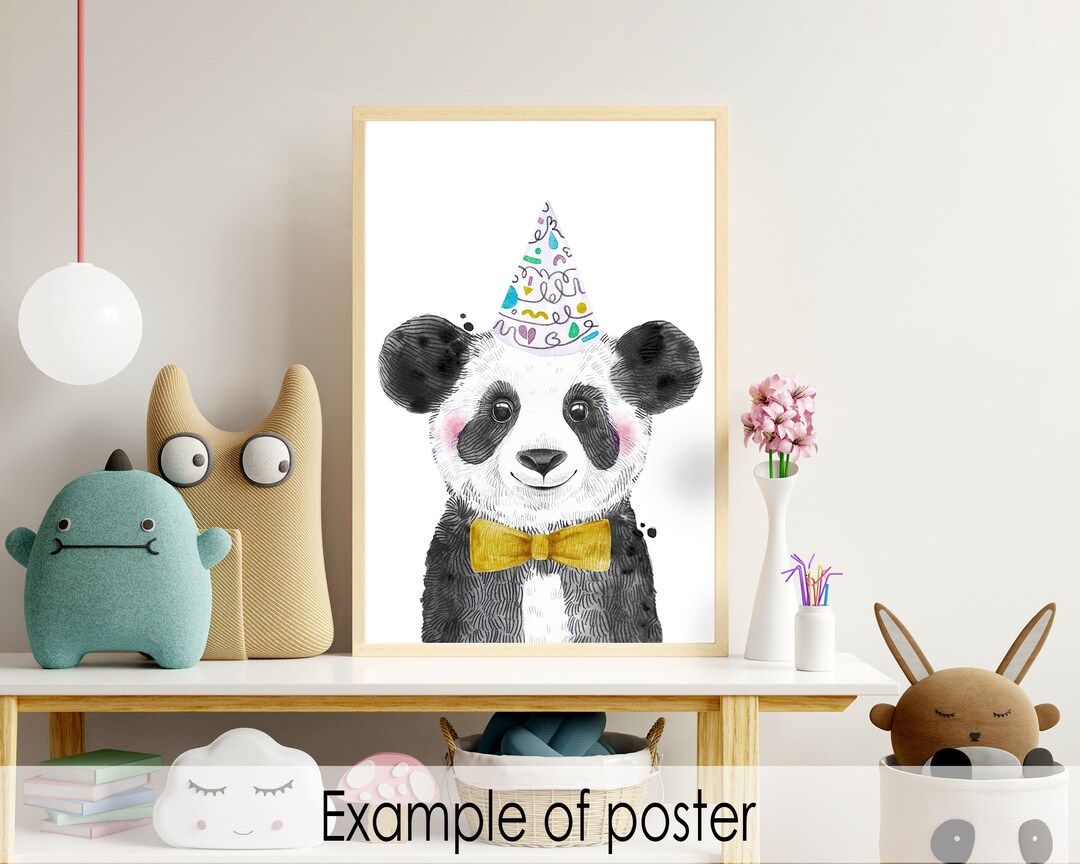 Panda Bedroom Wall Art, Cute Panda Poster Poster, Panda Canvas Wall Art ...