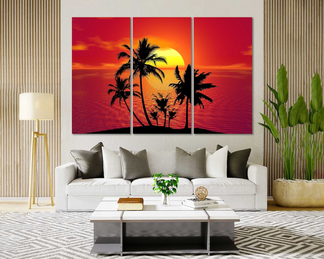 Tropical Large Wall Art Canvas Print Island Beach Ocean View Extra ...