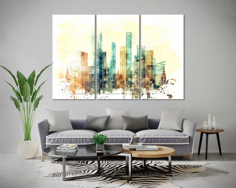 Bogotá Skyline Art Print, Colorful Watercolor Canvas Wall Decor for ...