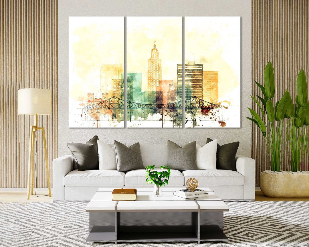 Baton Rouge Watercolor Canvas Wall Art Sale Baton Rouge Skyline Living ...