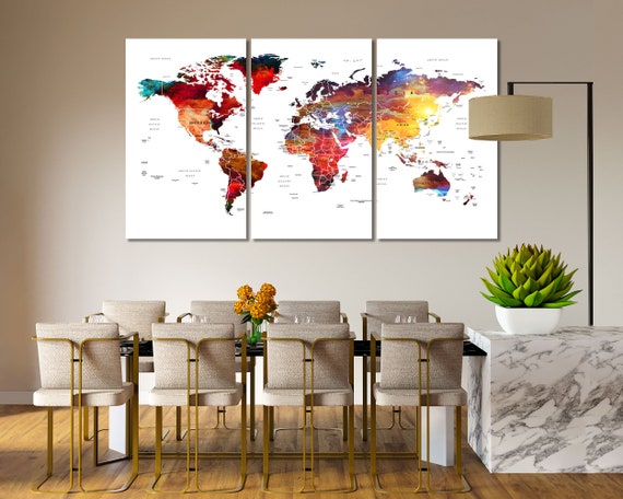 Watercolor World Map Etsy