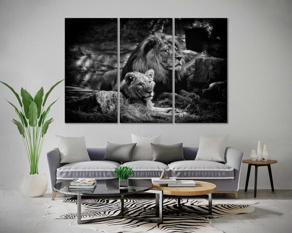 Lion Wall Decor Stylish Art for Home With Lions Lion Black - Etsy