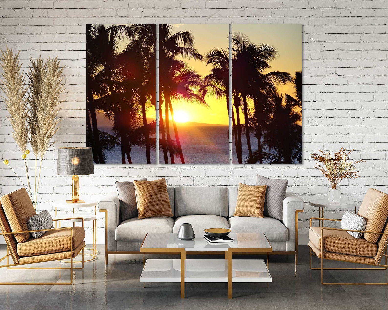 Sunset Tropical Large Wall Art Canvas Print Island Beach Extra Large ...