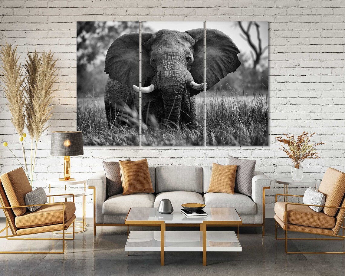 Canvas Set of Elephant Elephant Living Room Wall Decor Ideas | Etsy