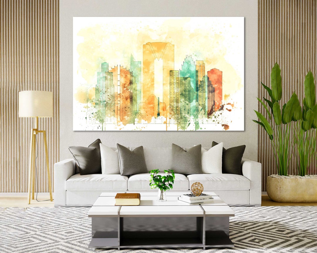 Benidorm Watercolor Canvas Print Wall Art Set Benidorm Living Room Wall ...
