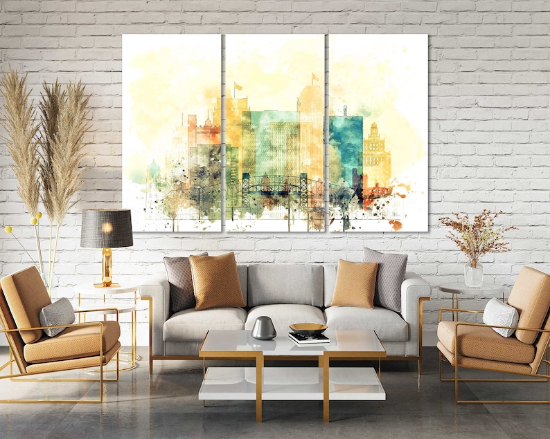 Newark New Jersey Watercolor Canvas Prints Wall Art Newark Skyline ...