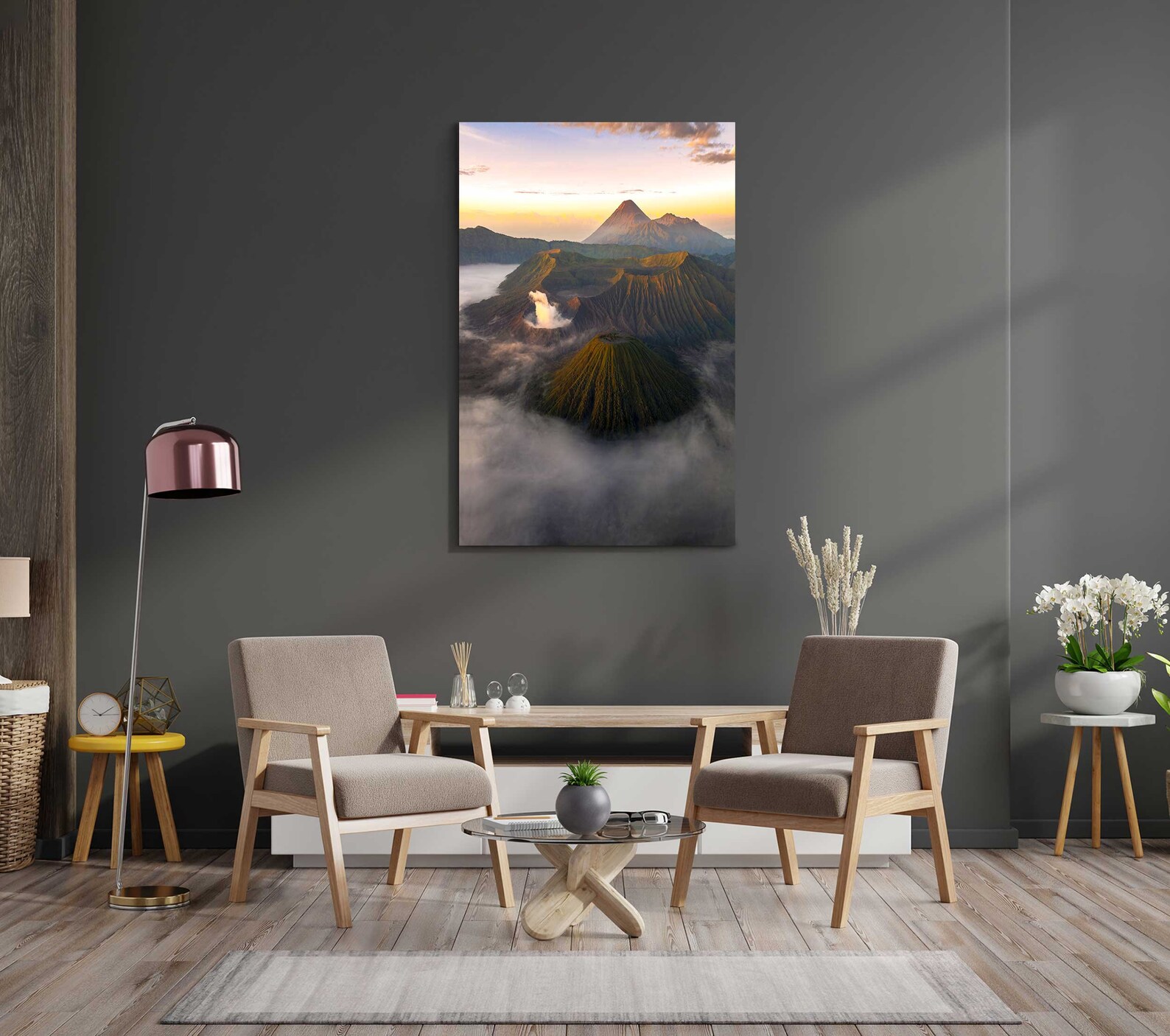 Volcanoes Print Volcanoes Landscape Volcanoes Wall Decor Volcanoes Wall ...