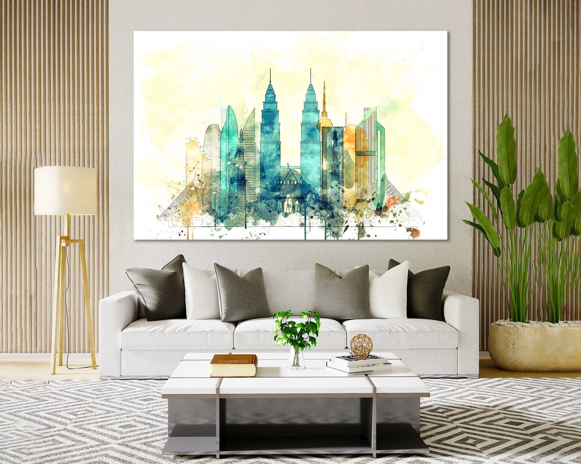 Kuala Lumpur Watercolor Canvas Prints Wall Art Kuala Lumpur - Etsy