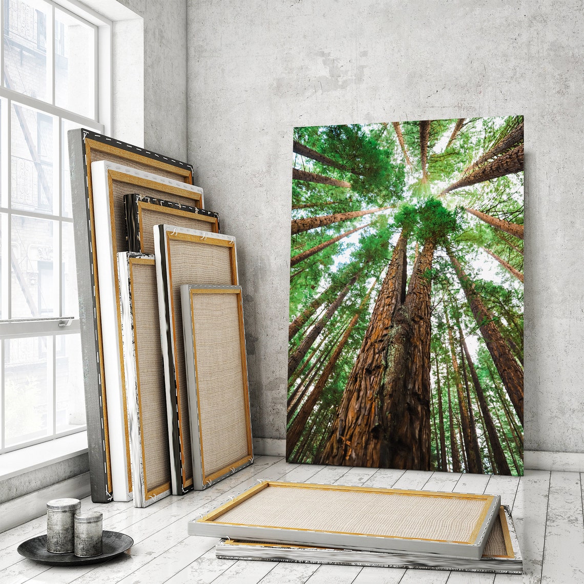 Forest Trees Wall Home Decor Green Forest Trees Wall Art for | Etsy
