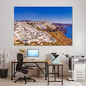 Santorini Art Santorini Wall Decor Santorini Decor Santorini Skyline ...