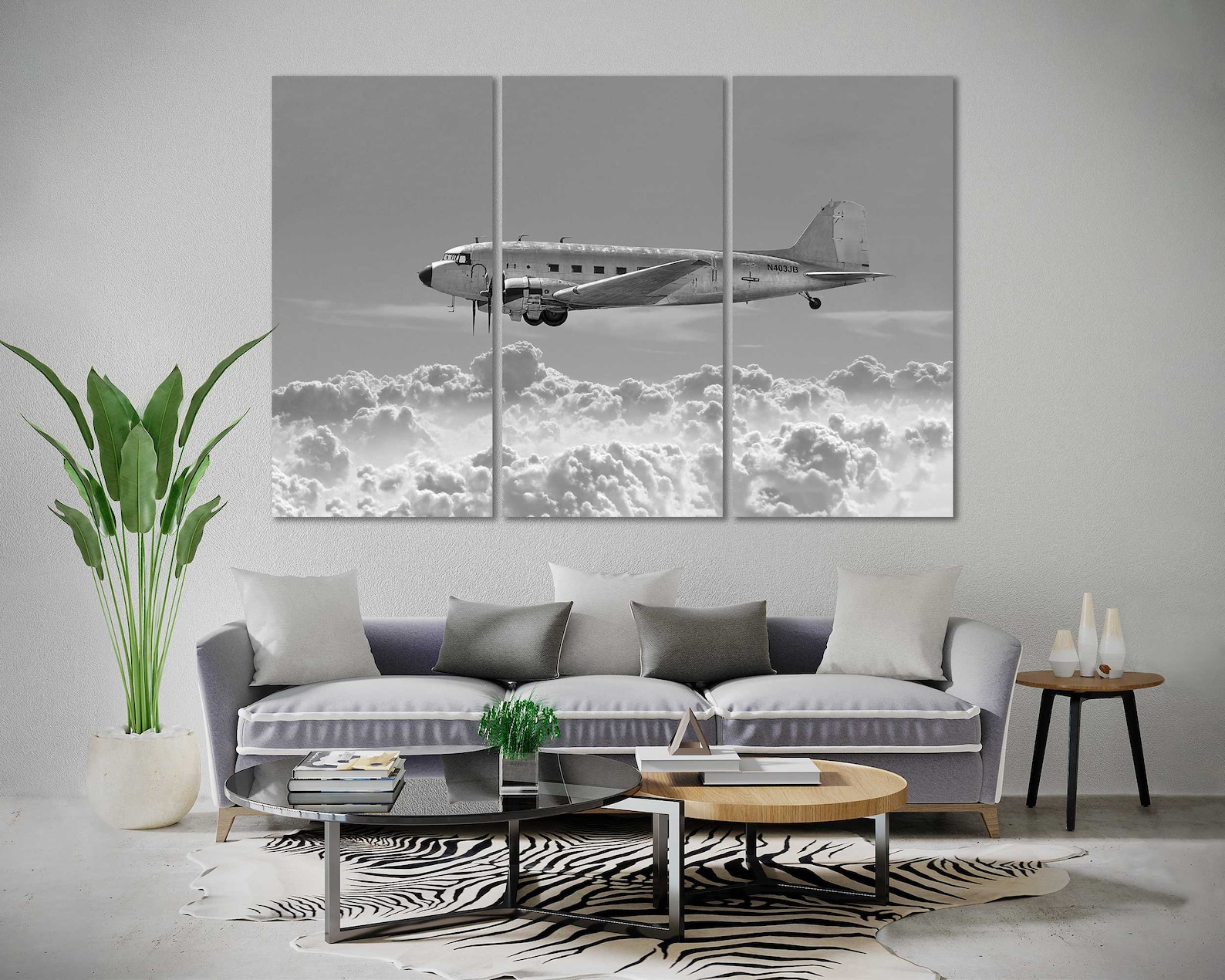 Canvas Set of Airplane, Aircraft Cool Canvas Art, Plane in Clouds Art ...