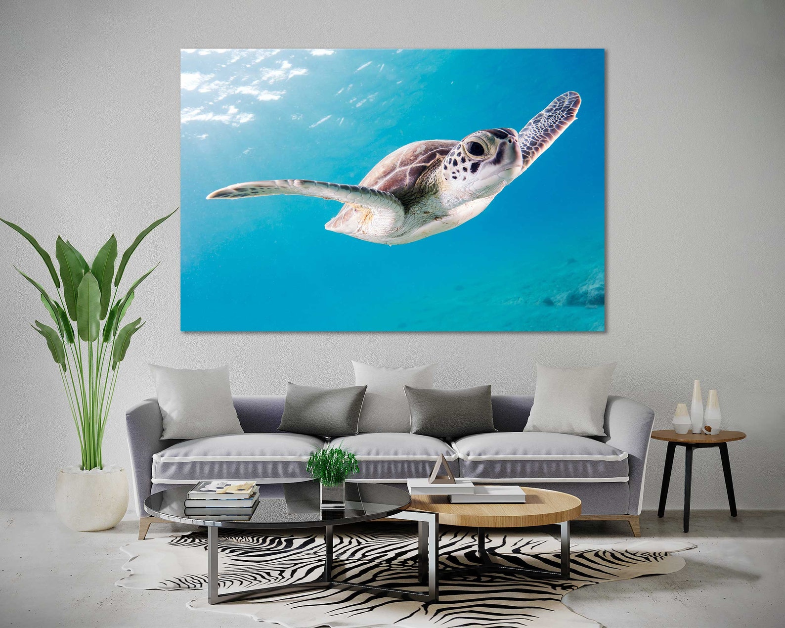 Sea Turtle Canvas Wall Art Underwater Life Print Art - Etsy