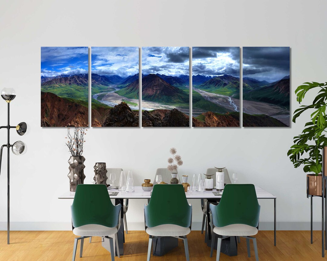 Mountains Landscape 5 Panels Large Wall Decor, Mountains Print Canvas ...