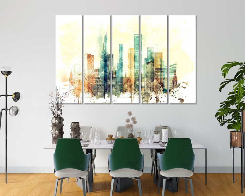 Bogotá Skyline Art Print, Colorful Watercolor Canvas Wall Decor for ...
