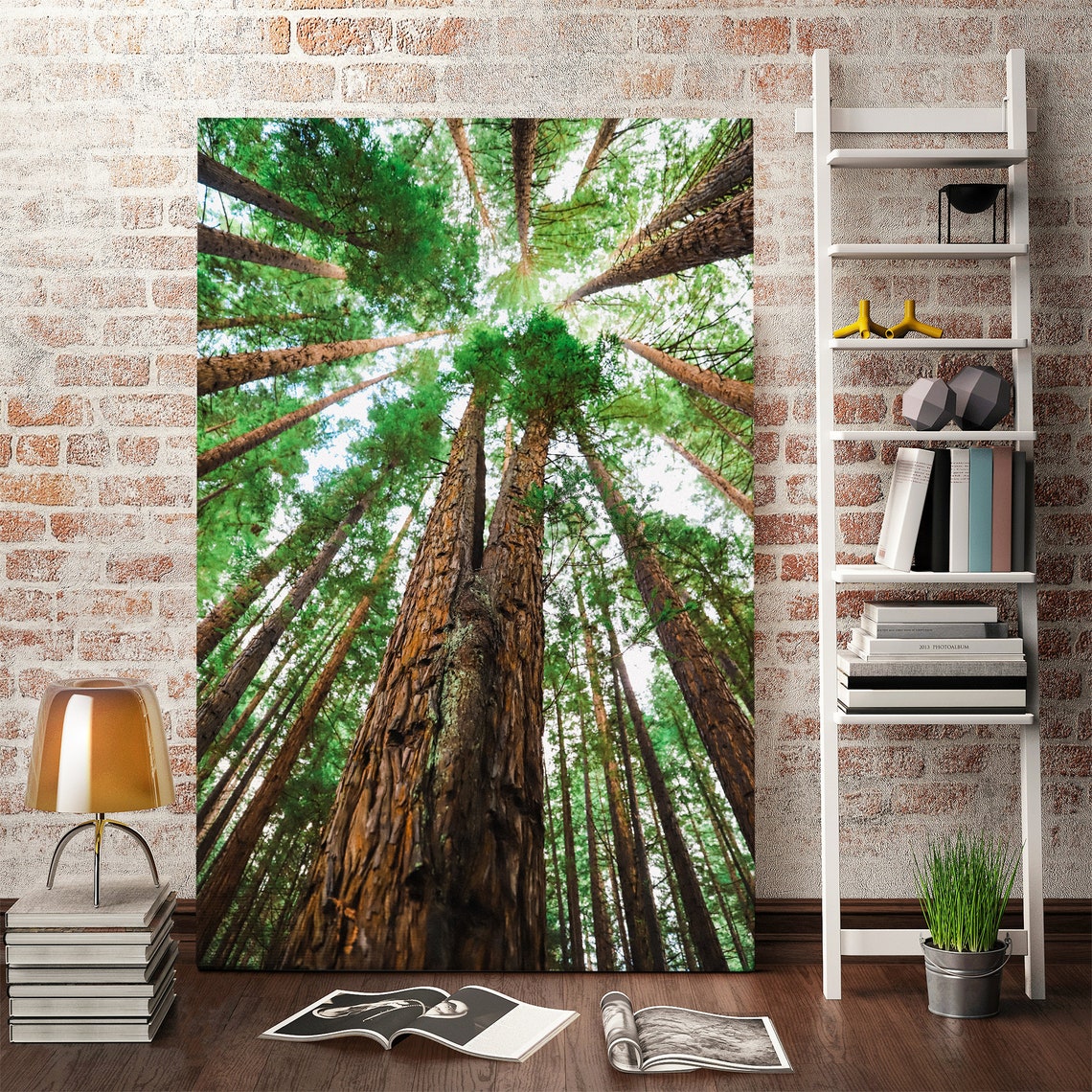 Forest Trees Wall Home Decor Green Forest Trees Wall Art for | Etsy