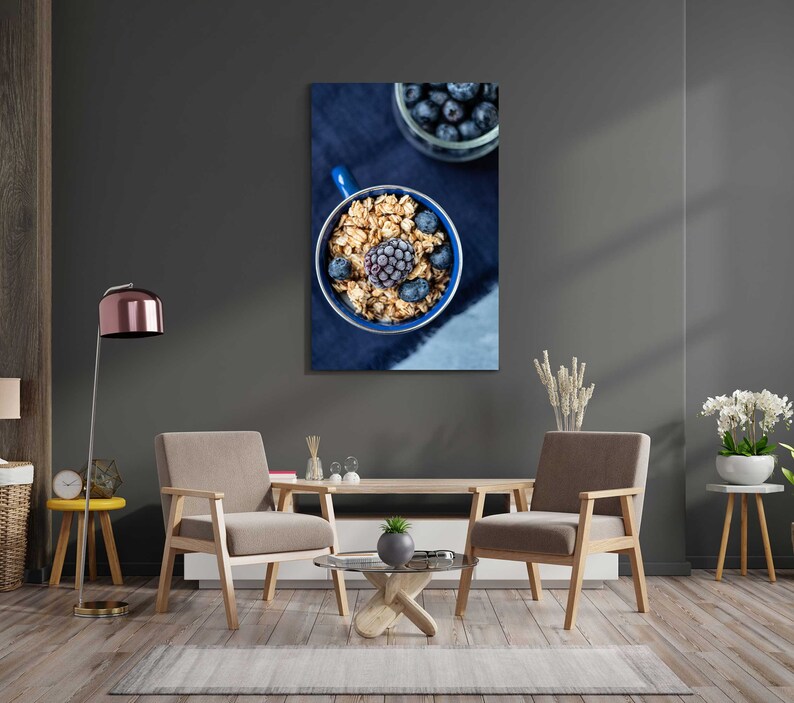 Granola With Berries Wall Art Decor for Kitchen Room, Canvas Prints for ...