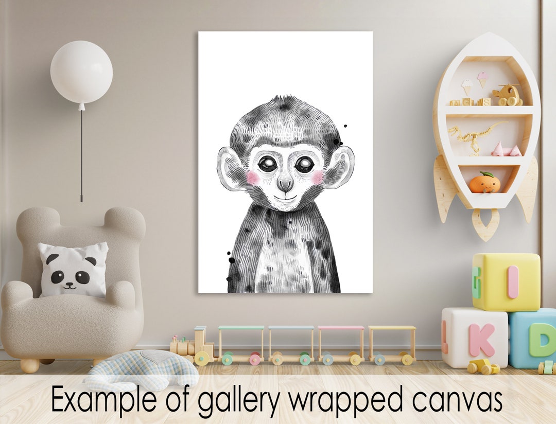 Baby Monkey Painting, Monkey Drawing, Cute Monkey for Kids Room ...