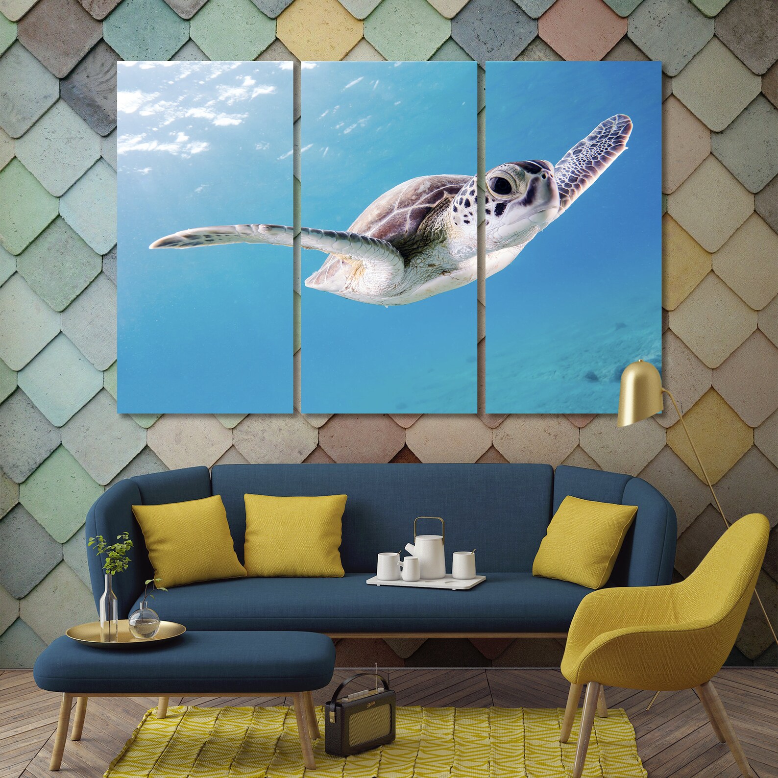 Sea Turtle Canvas Wall Art Underwater Life Print Art | Etsy