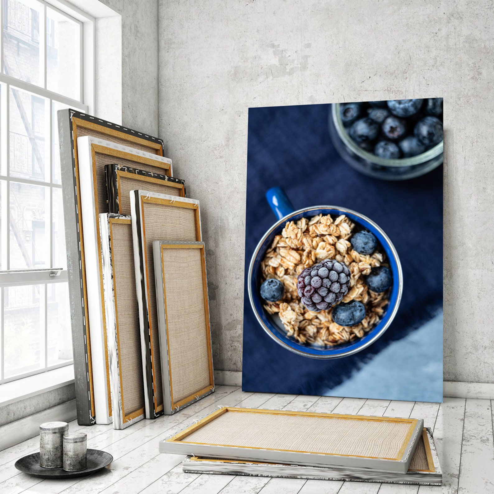 Granola With Berries Wall Art Decor for Kitchen Room, Canvas Prints for ...