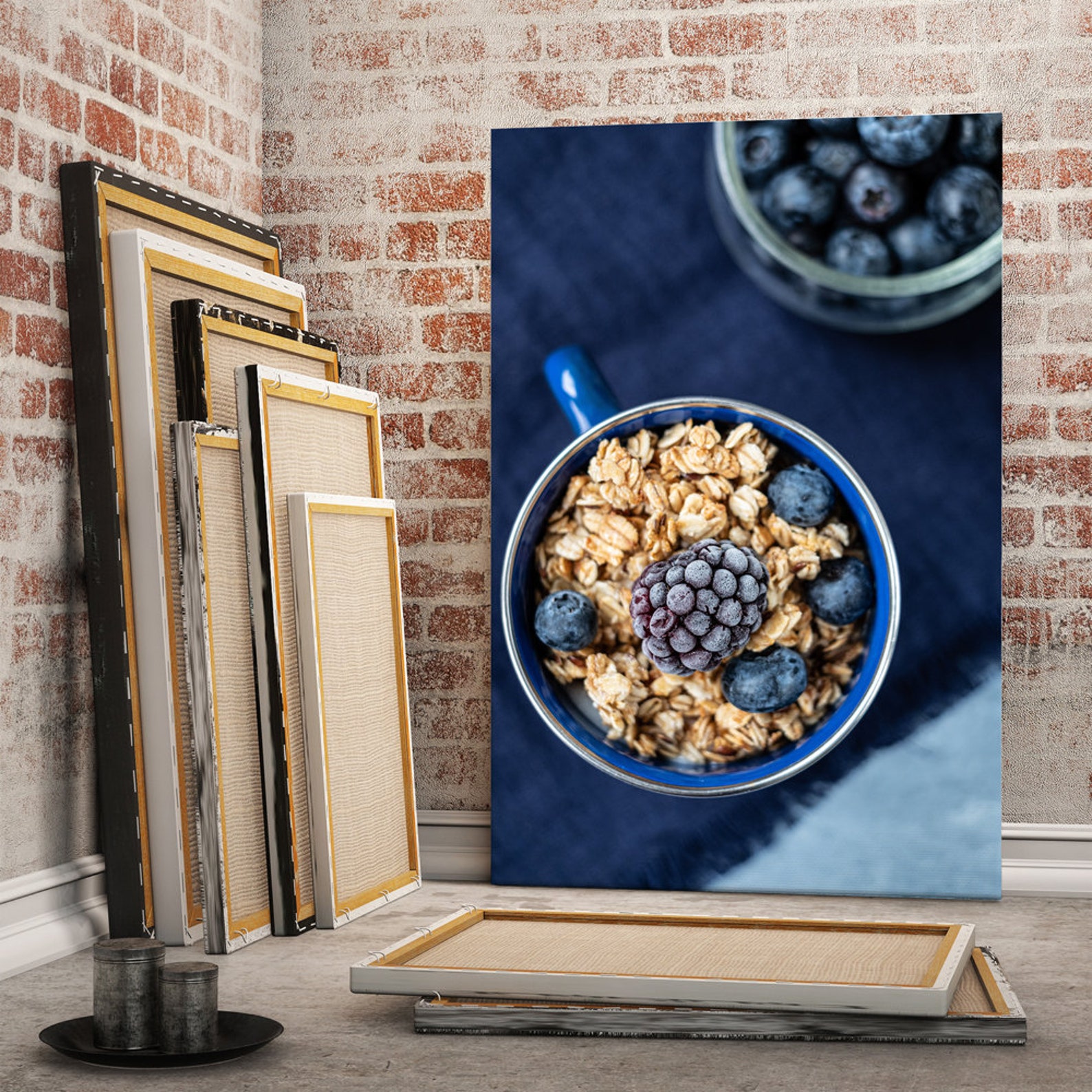 Granola With Berries Wall Art Decor for Kitchen Room, Canvas Prints for ...