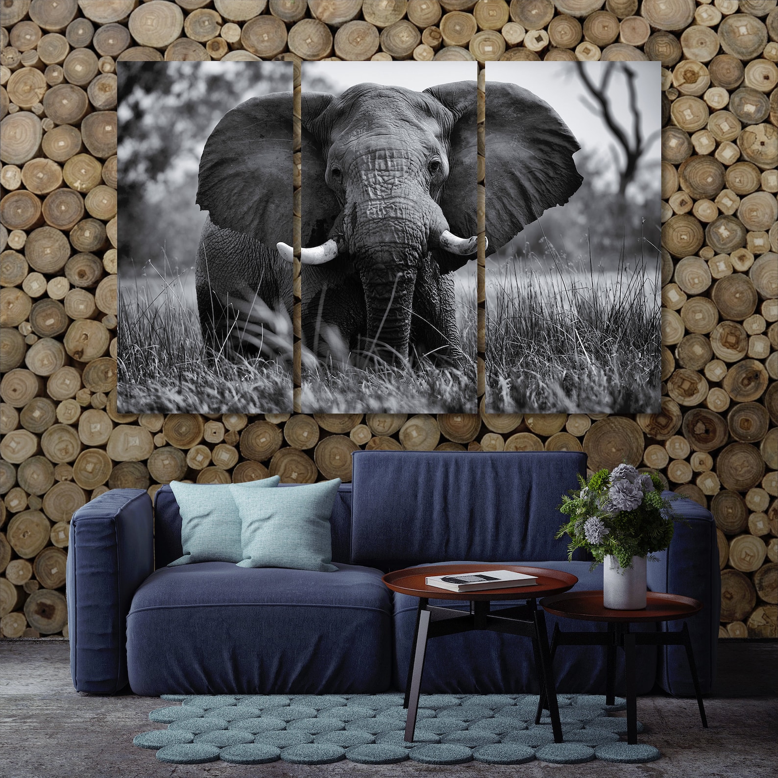 Canvas Set of Elephant Elephant living room wall decor ideas | Etsy