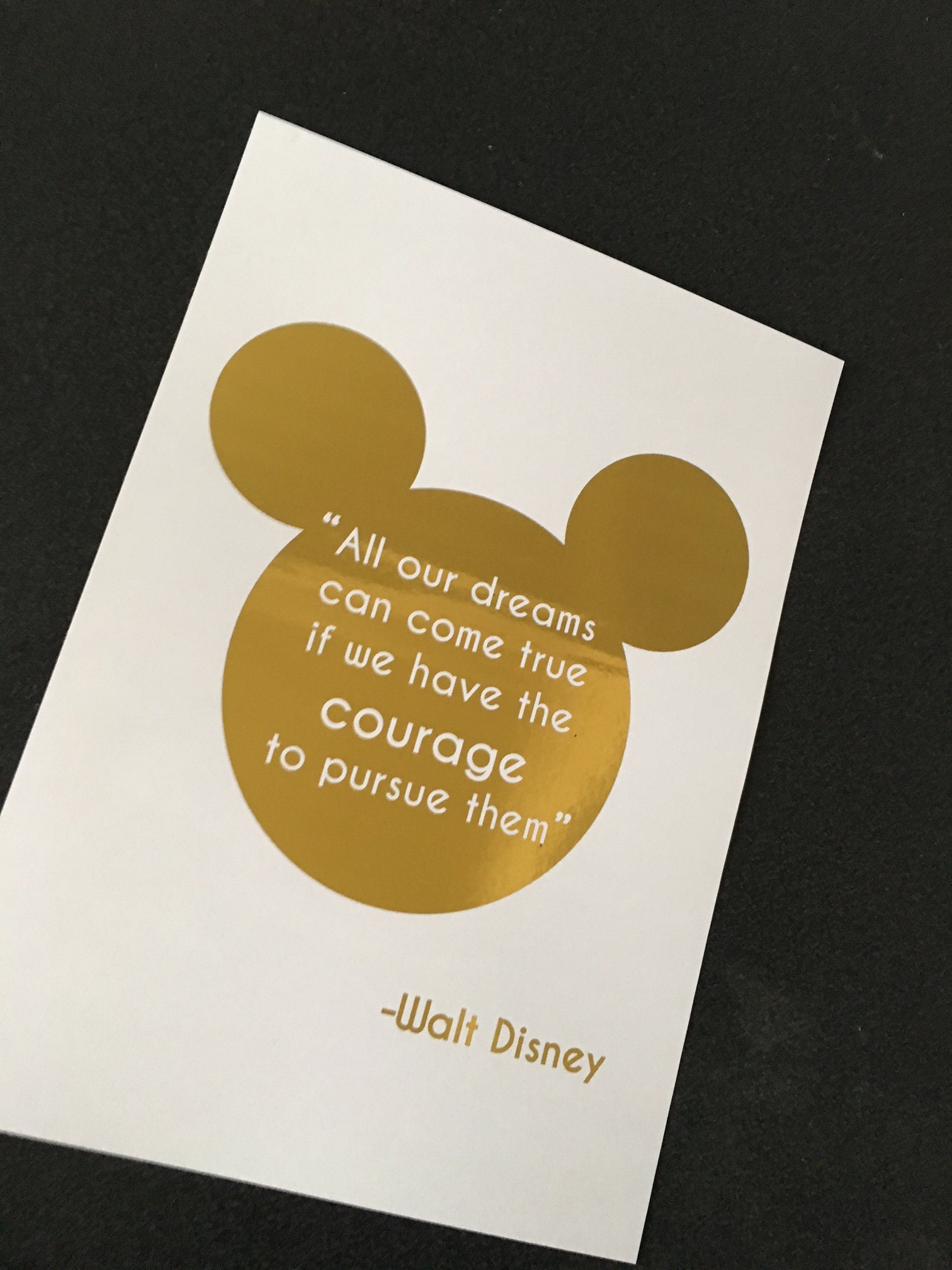 Mickey Mouse Disney Courage Quote Foiled Print REAL Gold / Rose Gold ...