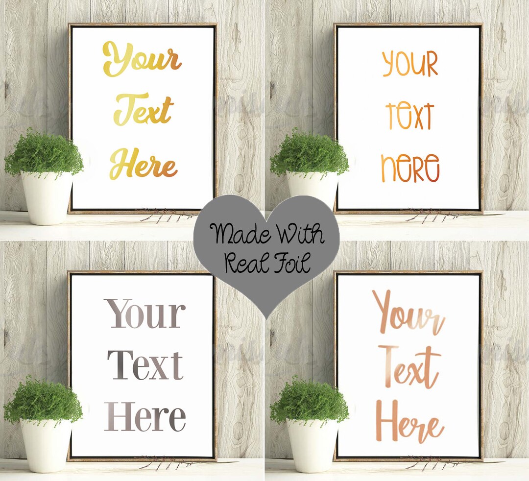 Personalised A4 Foil Prints Poster Sign Custom Quotes REAL Rose Gold ...
