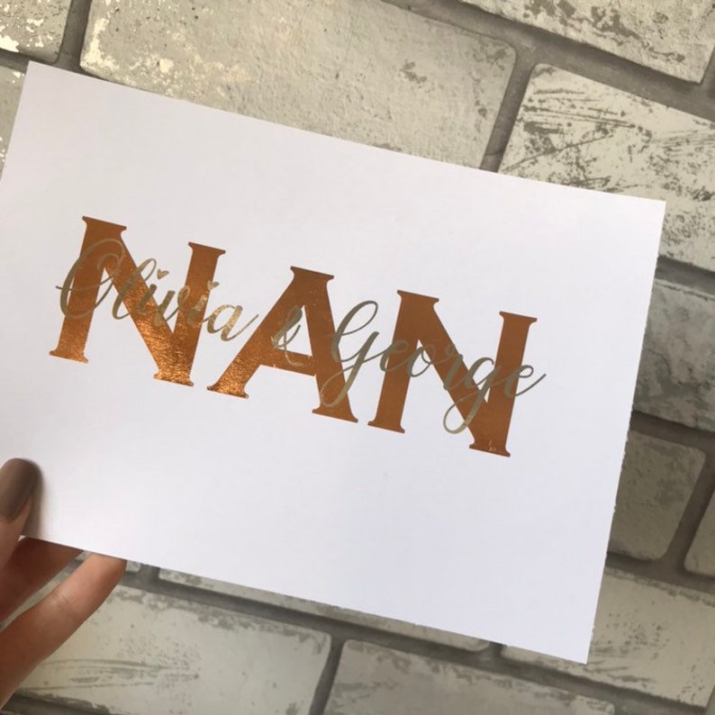 A4 A5 Personalised Family Prints. Nan Grandad Mum Dad REAL | Etsy