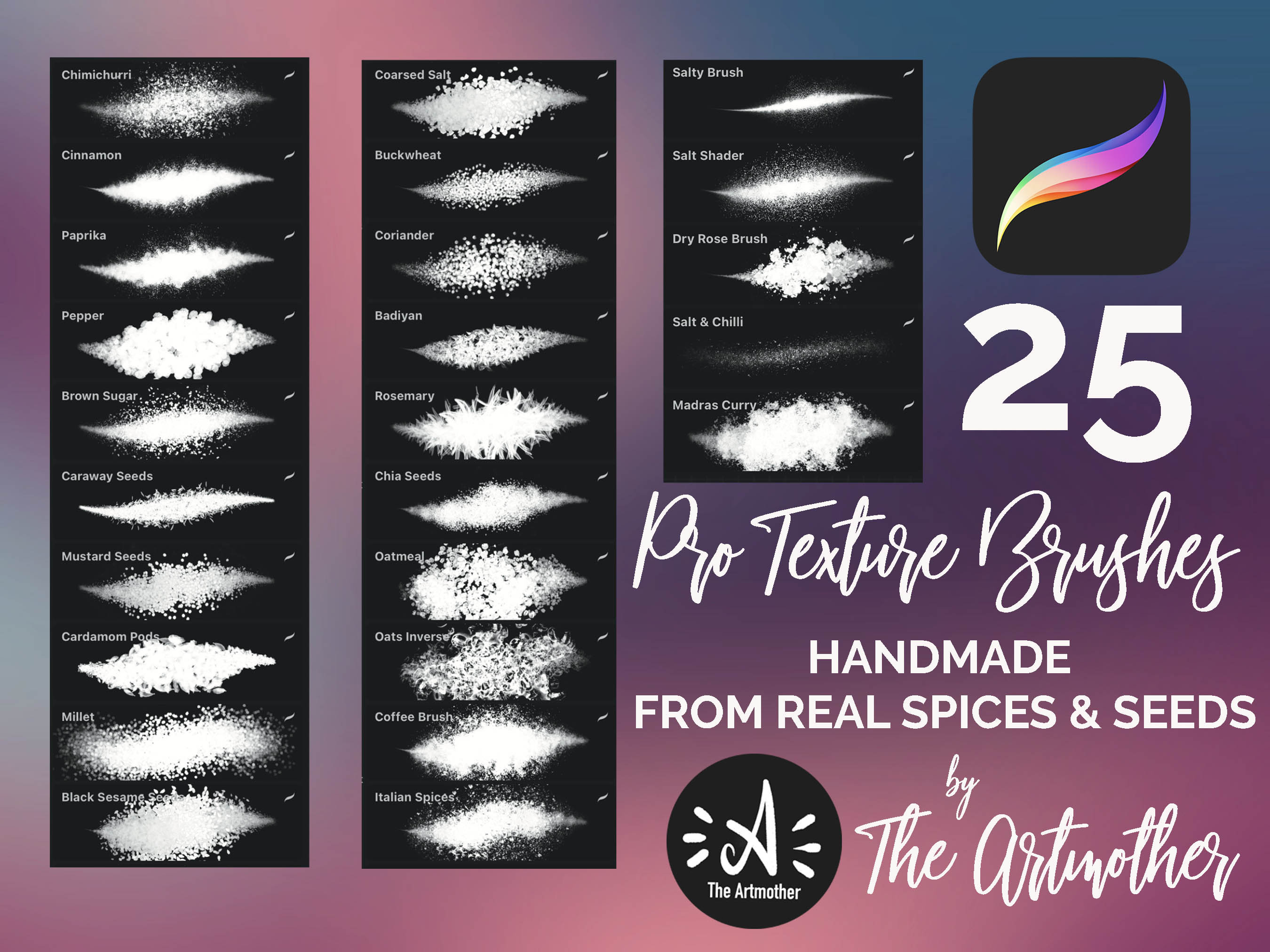 25 Procreate Texture Brushes Created From Real Spices - Etsy