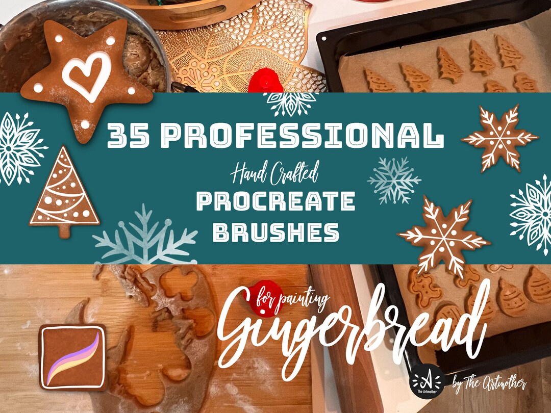 35 Professional Hand Crafted Procreate Brushes for Painting Gingerbread ...
