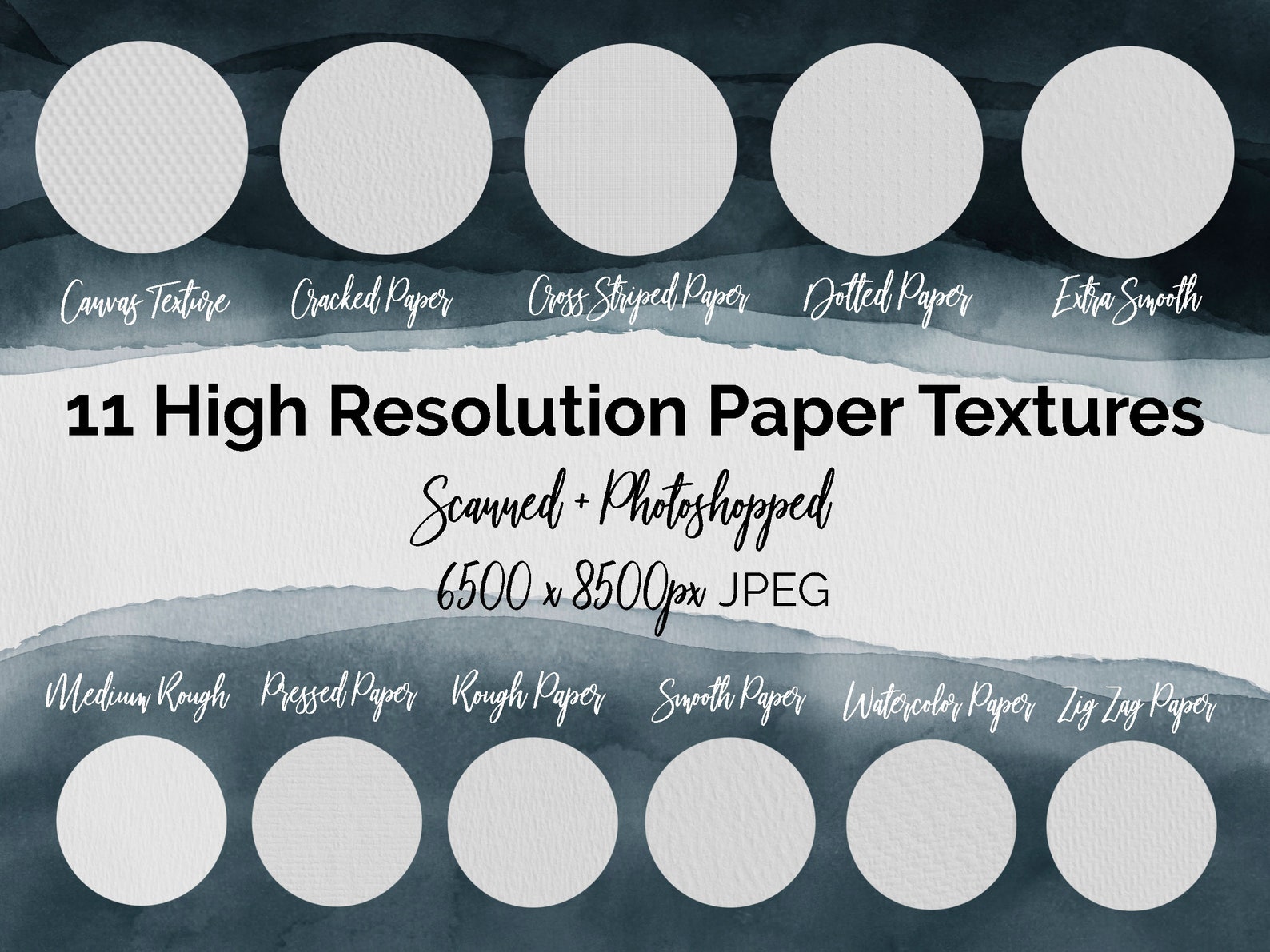 11 High Resolution Paper Textures + 11 Procreate Brushes for Digital ...
