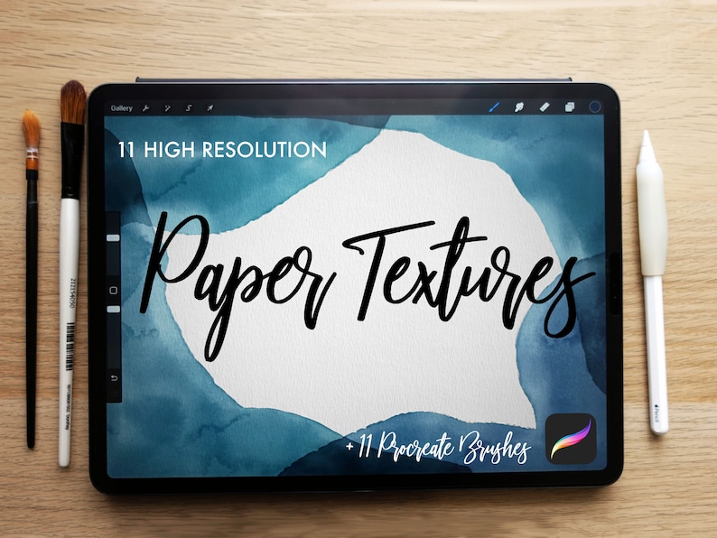11 High Resolution Paper Textures + 11 Procreate Brushes for Digital ...