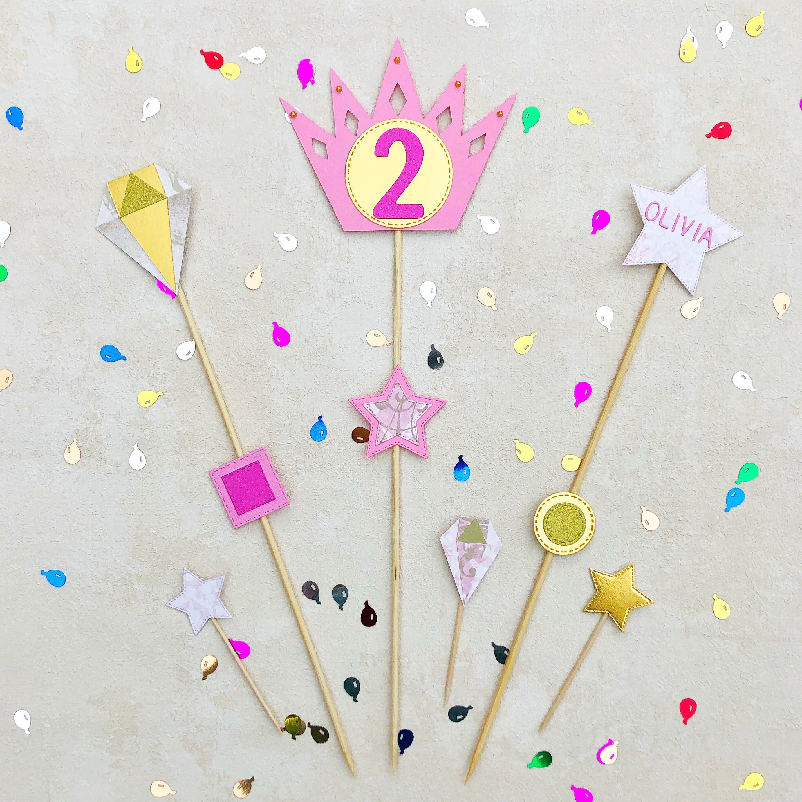 Princess Cake Topper Personalised Pink and Gold Cake Topper | Etsy