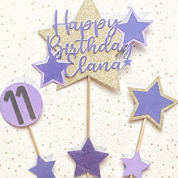 Purple Birthday Cake Topper Glitter Cake Topper Personalised | Etsy