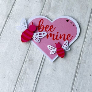 Bee Mine Valentine Cake Topper, Valentine Cake Decoration, Happy ...