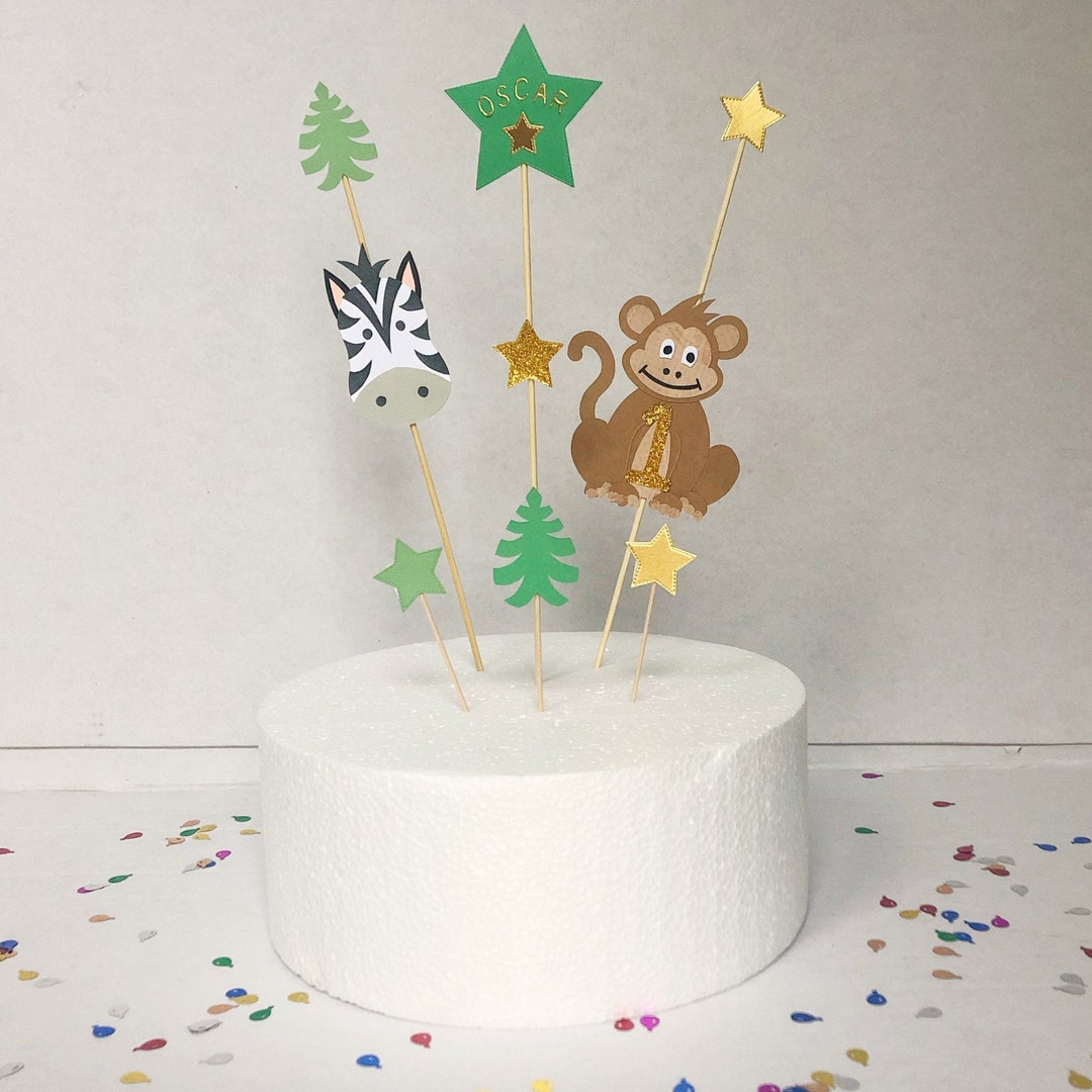 Jungle Cake Topper, Personalised Safari Cake Decor, Jungle Theme ...