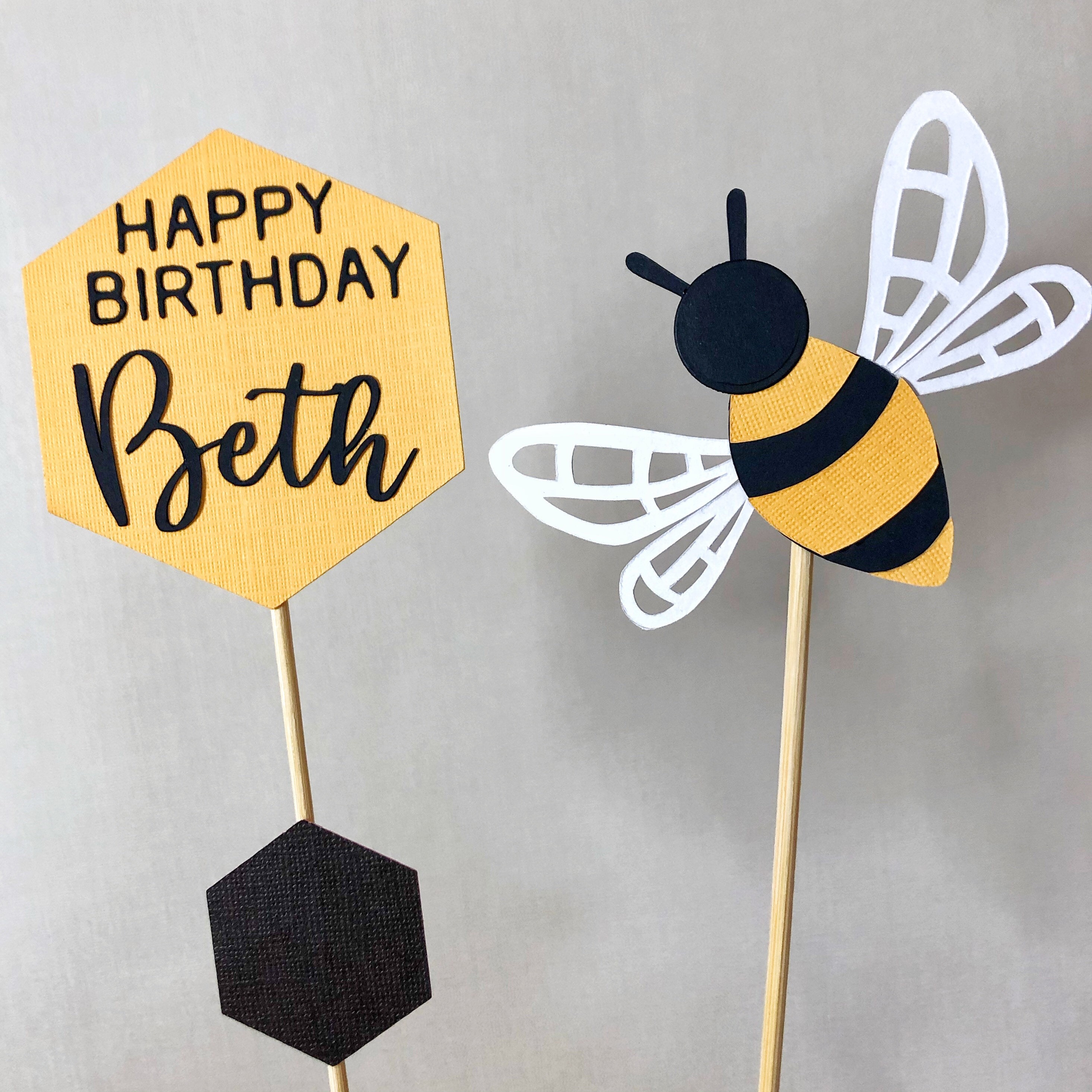 Bee Themed Cake Topper Personalised Bumblebee Beehive and - Etsy