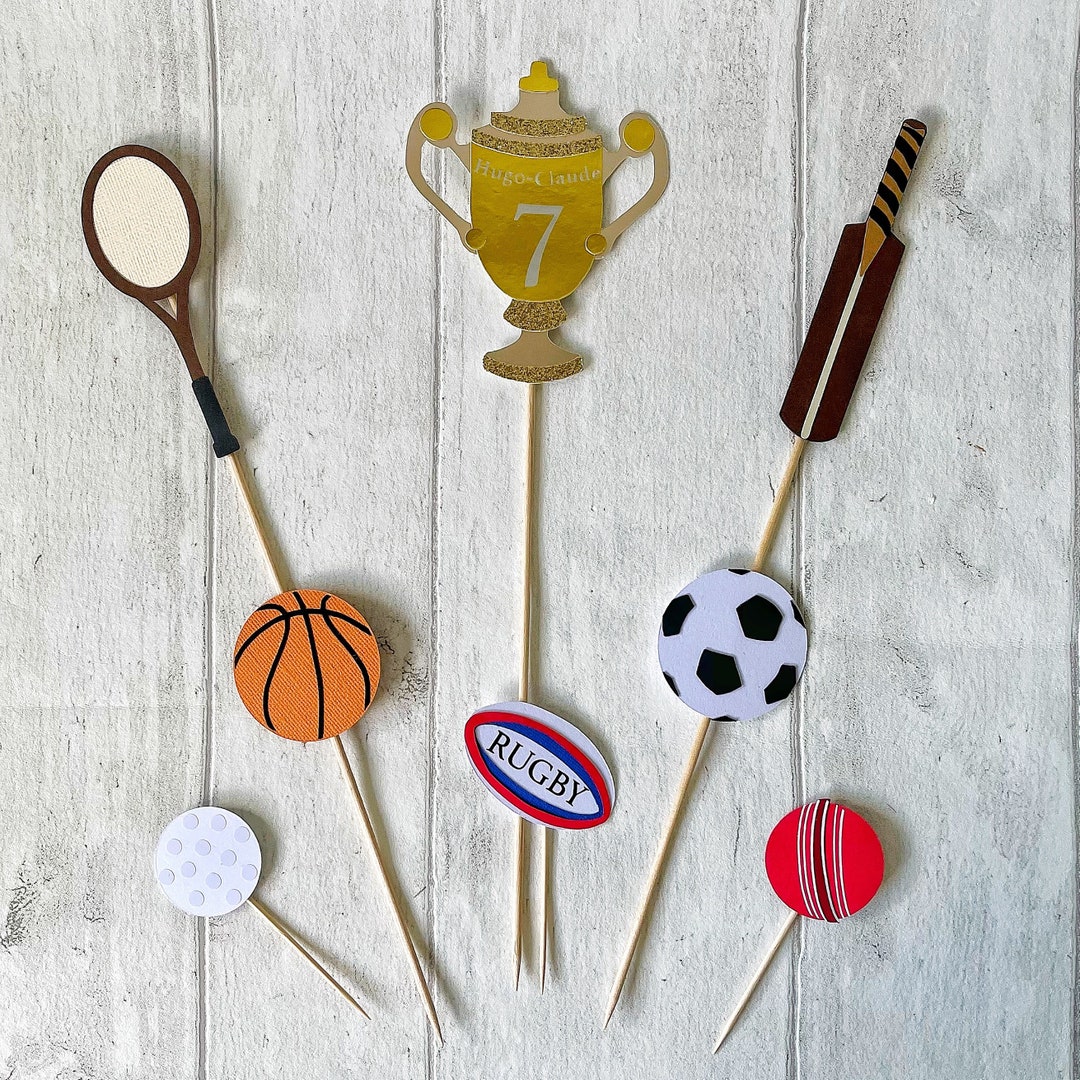 Sports Theme Cake Topper, Handmade Personalised Cake Topper, Sports ...