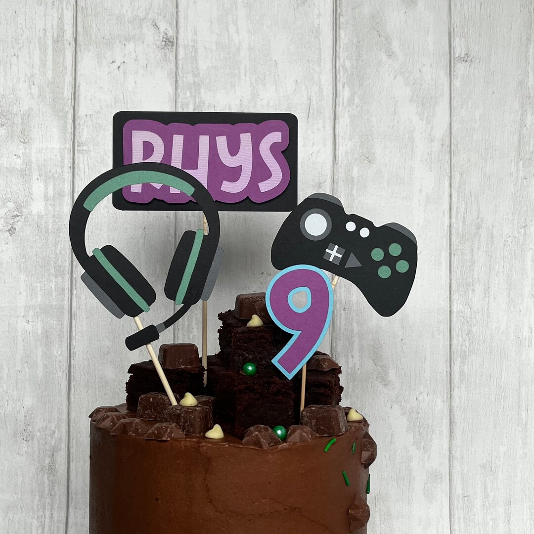 Personalised Gamer Cake Topper, Gaming Lover Party Decorations, Gamer ...
