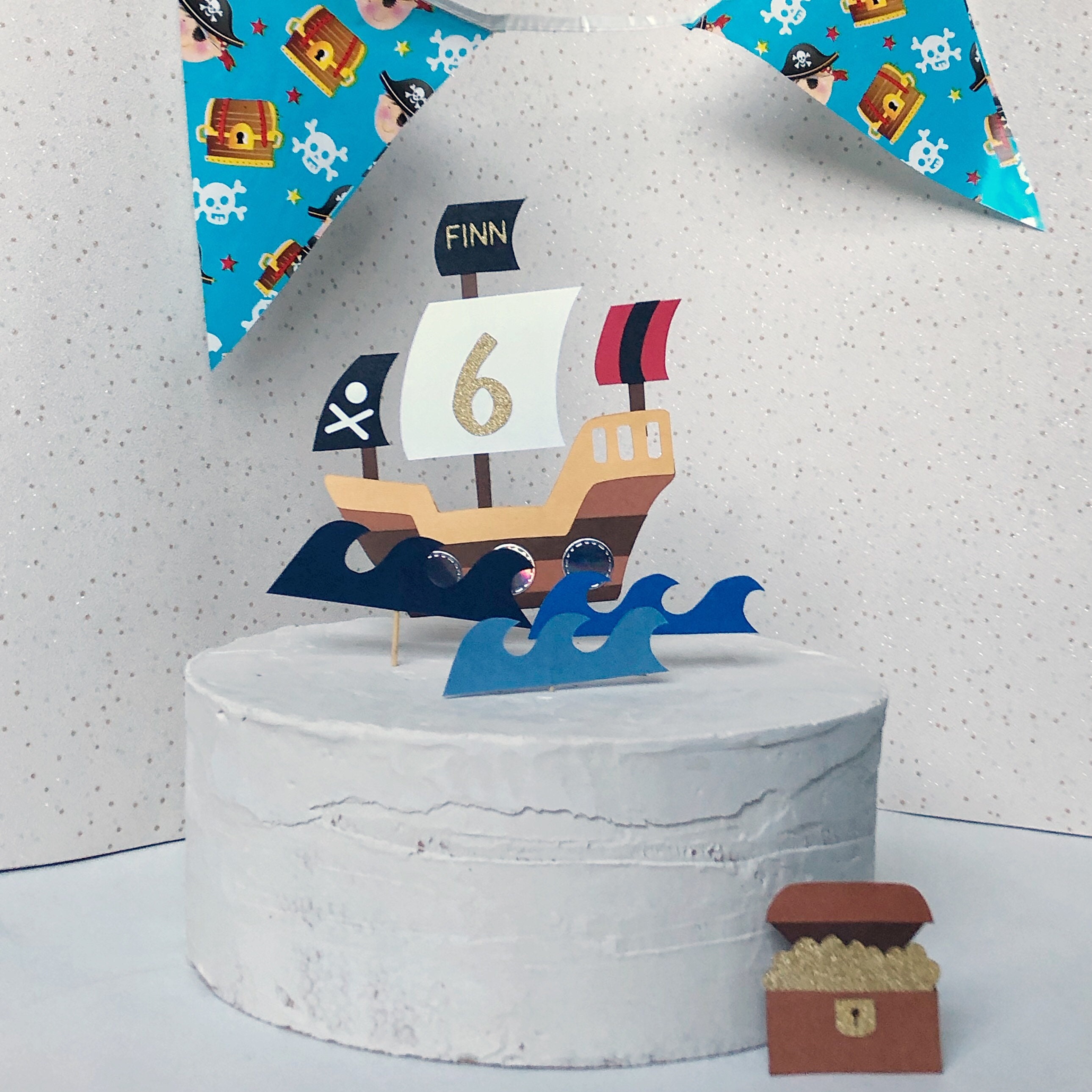 Pirate Cake Topper Personalised Cake Topper Pirate Ship and | Etsy