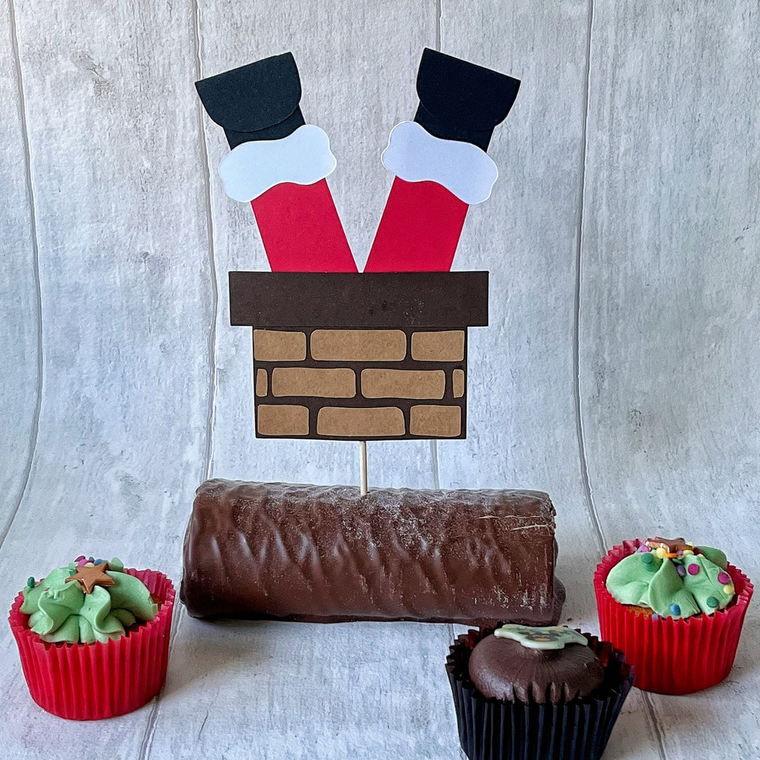 Santa Christmas Cake Topper, Santa Stuck in the Chimney Christmas Cake ...