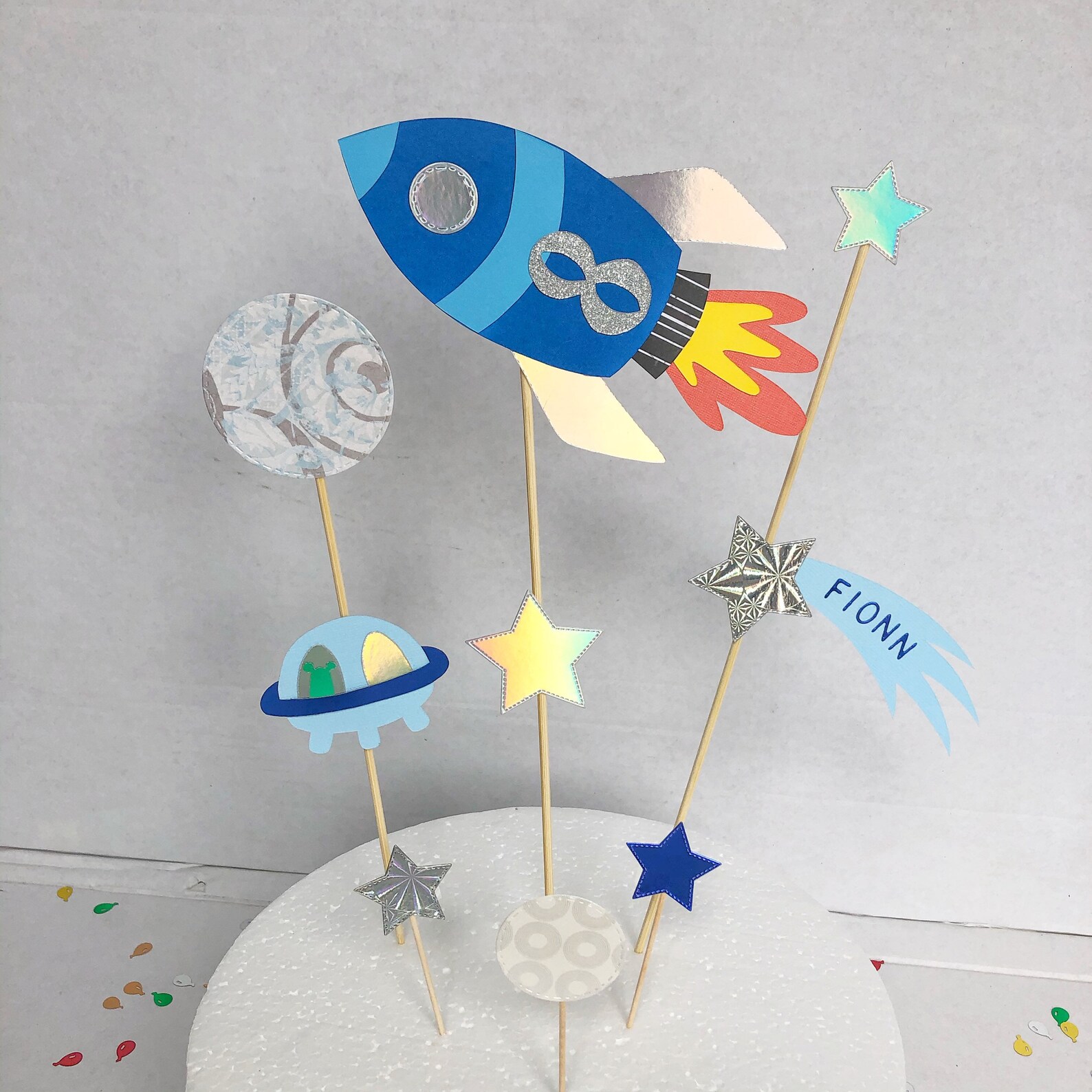 Personalised Space Theme Cake Topper, Space Party Decorations, Outer ...