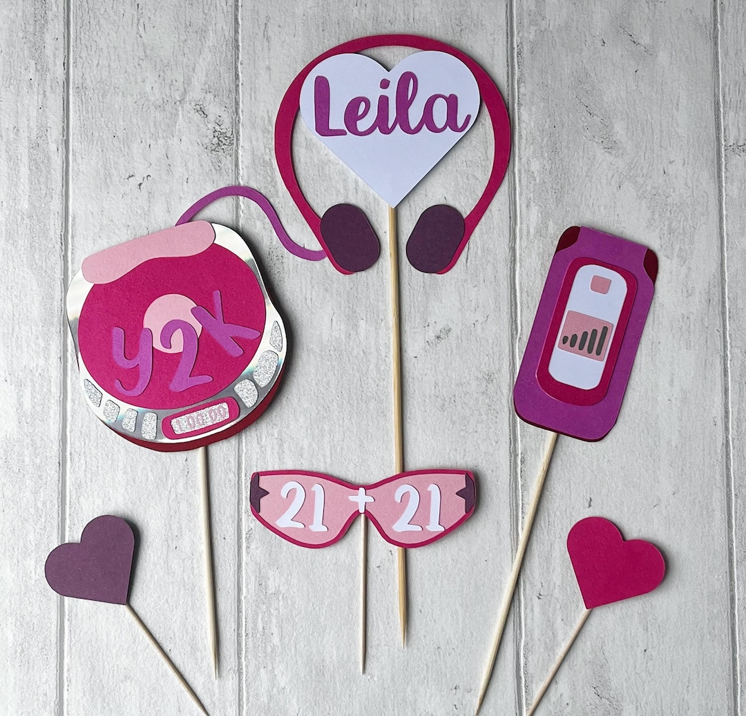 Y2K Cake Topper, Personalised Y2K Party Decorations, Y2K Phone, CD ...
