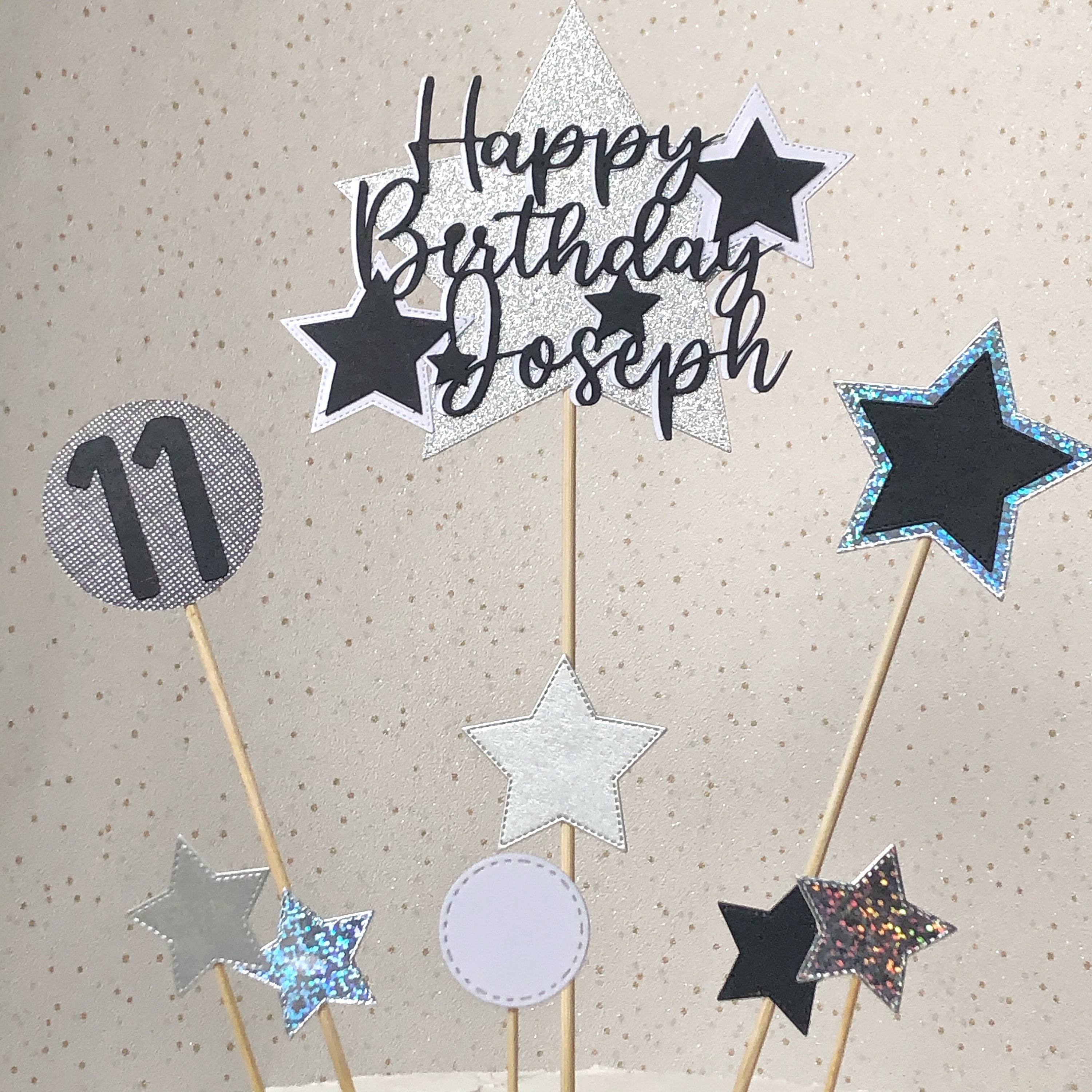 Purple Birthday Cake Topper Glitter Cake Topper Personalised | Etsy