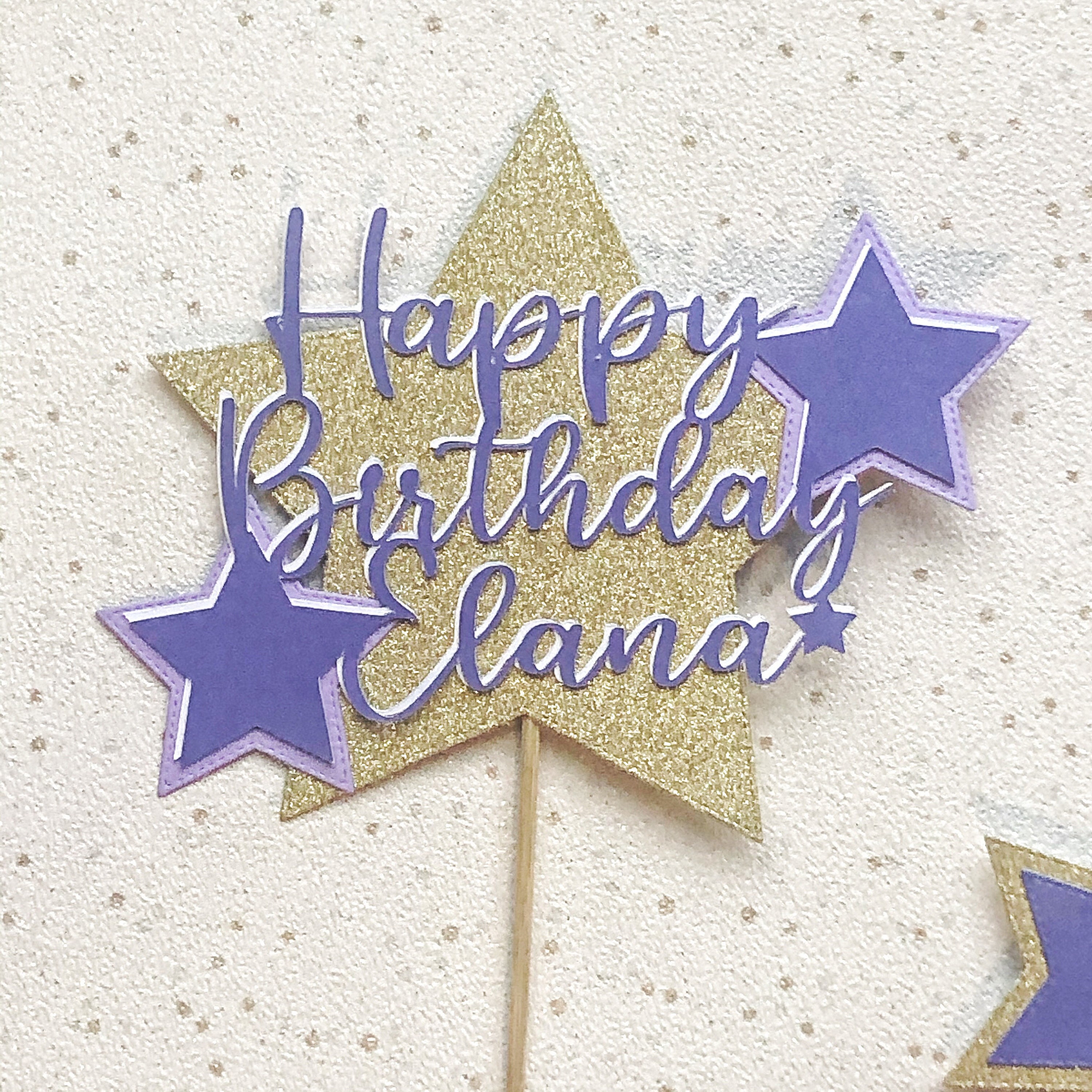 Purple Birthday Cake Topper Glitter Cake Topper Personalised - Etsy