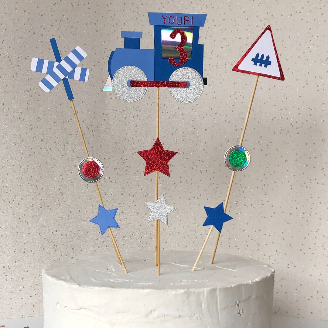 Train Cake Topper, Personalised Cake Topper, Train Theme Birthday Decor ...