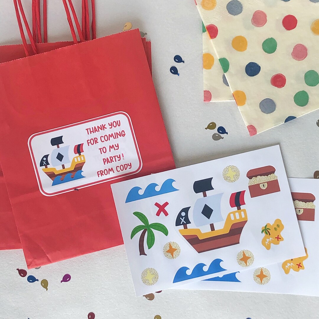 Pirate Party Bags, Personalised Party Favor Bags, Pirate Sticker Sheet ...